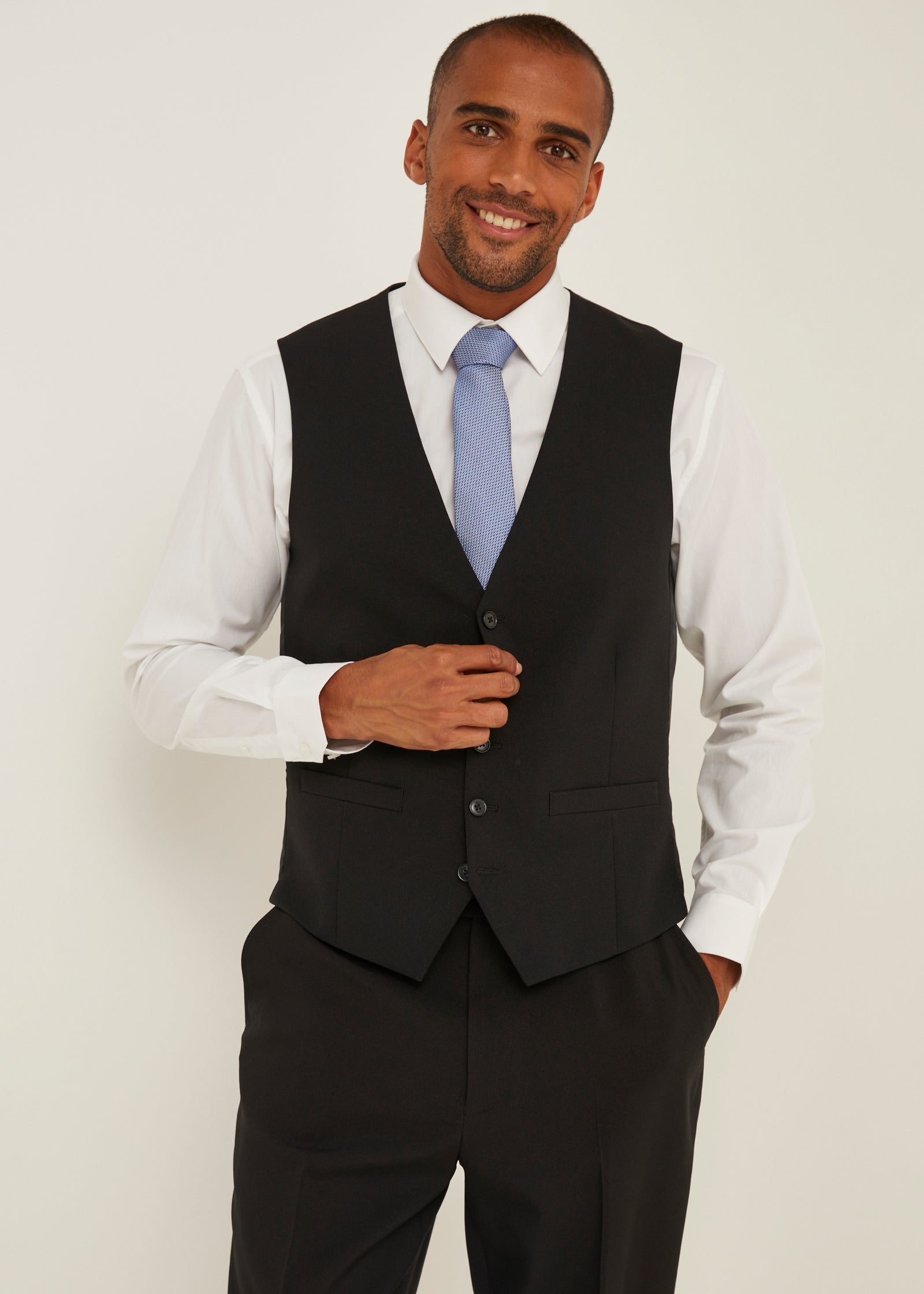 Buy Taylor & Wright Panama Black Tailored Fit Suit Waistcoat Online in ...