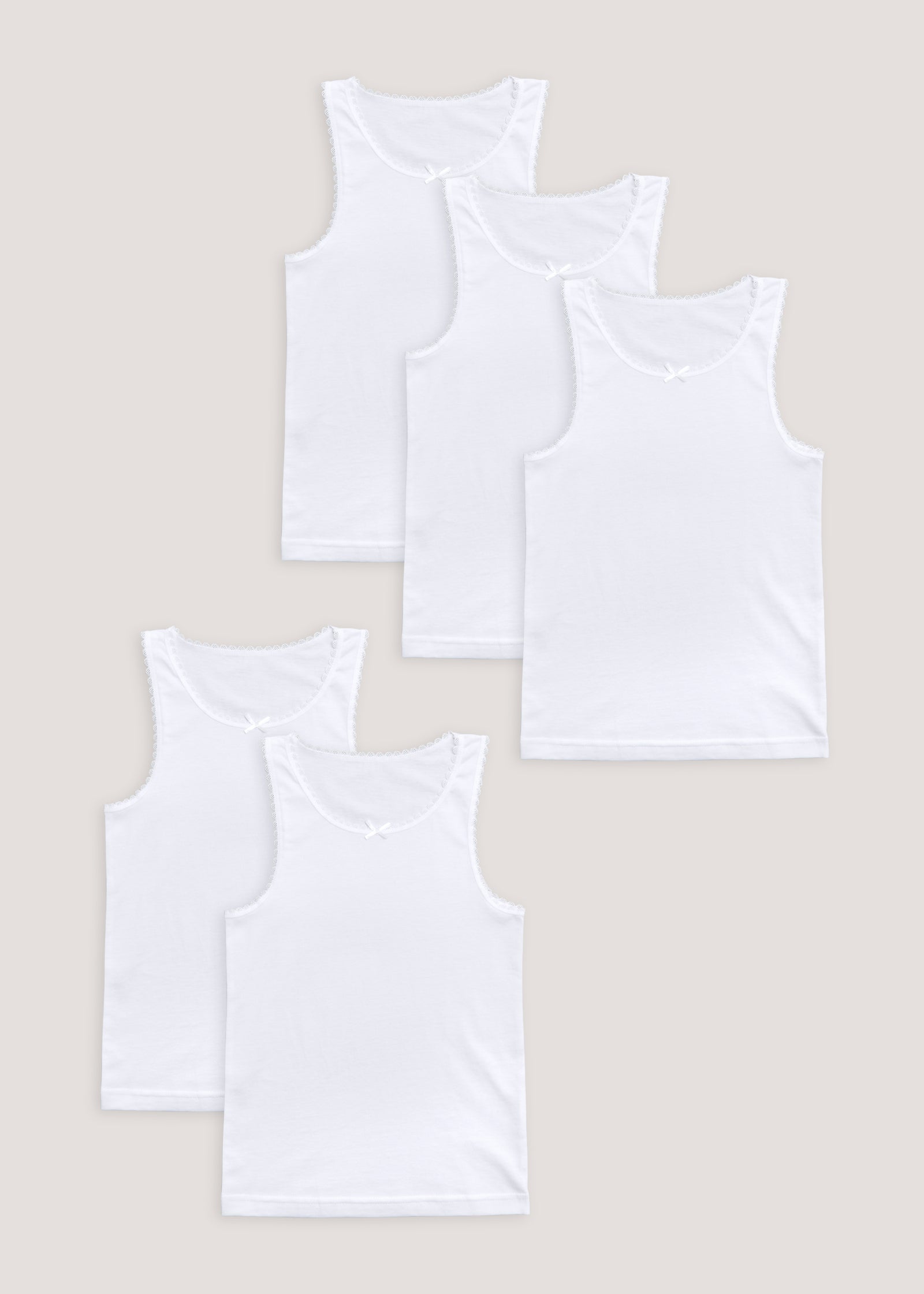 Buy Girls 5 Pack White Vests (2-11yrs) Online in Qatar - bfab
