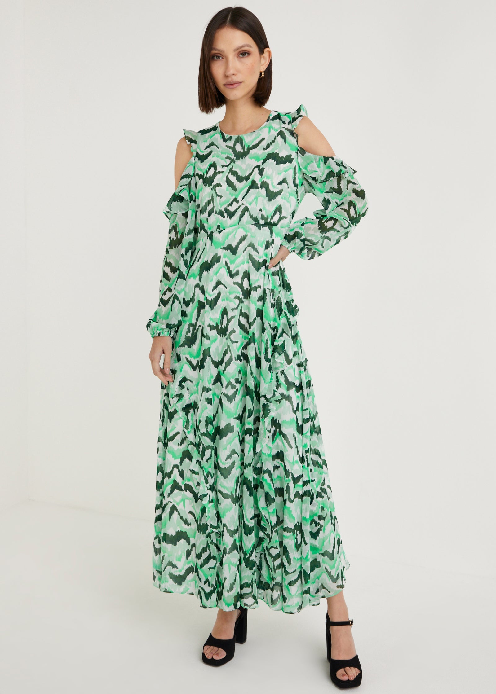 Buy Et Vous Green Print Frill Dress Online in Jordan from Matalan