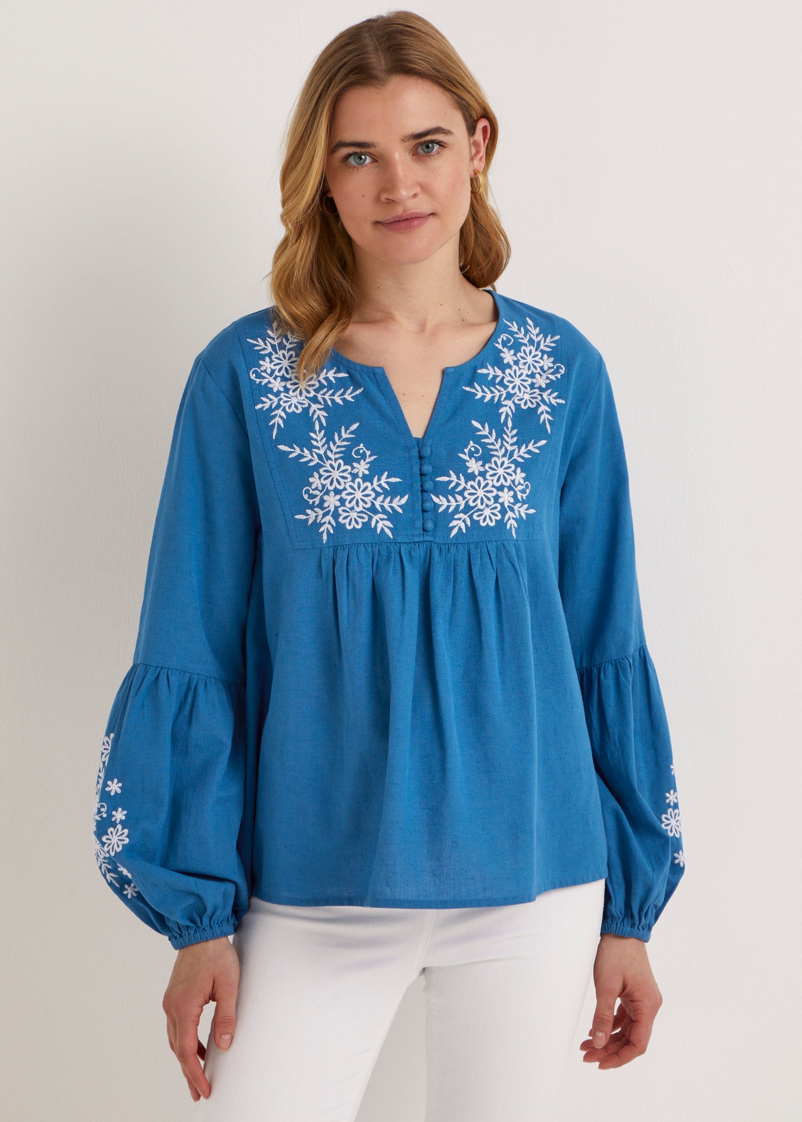 Buy Blue Embroidered Blouse Online in Bahrain from Matalan