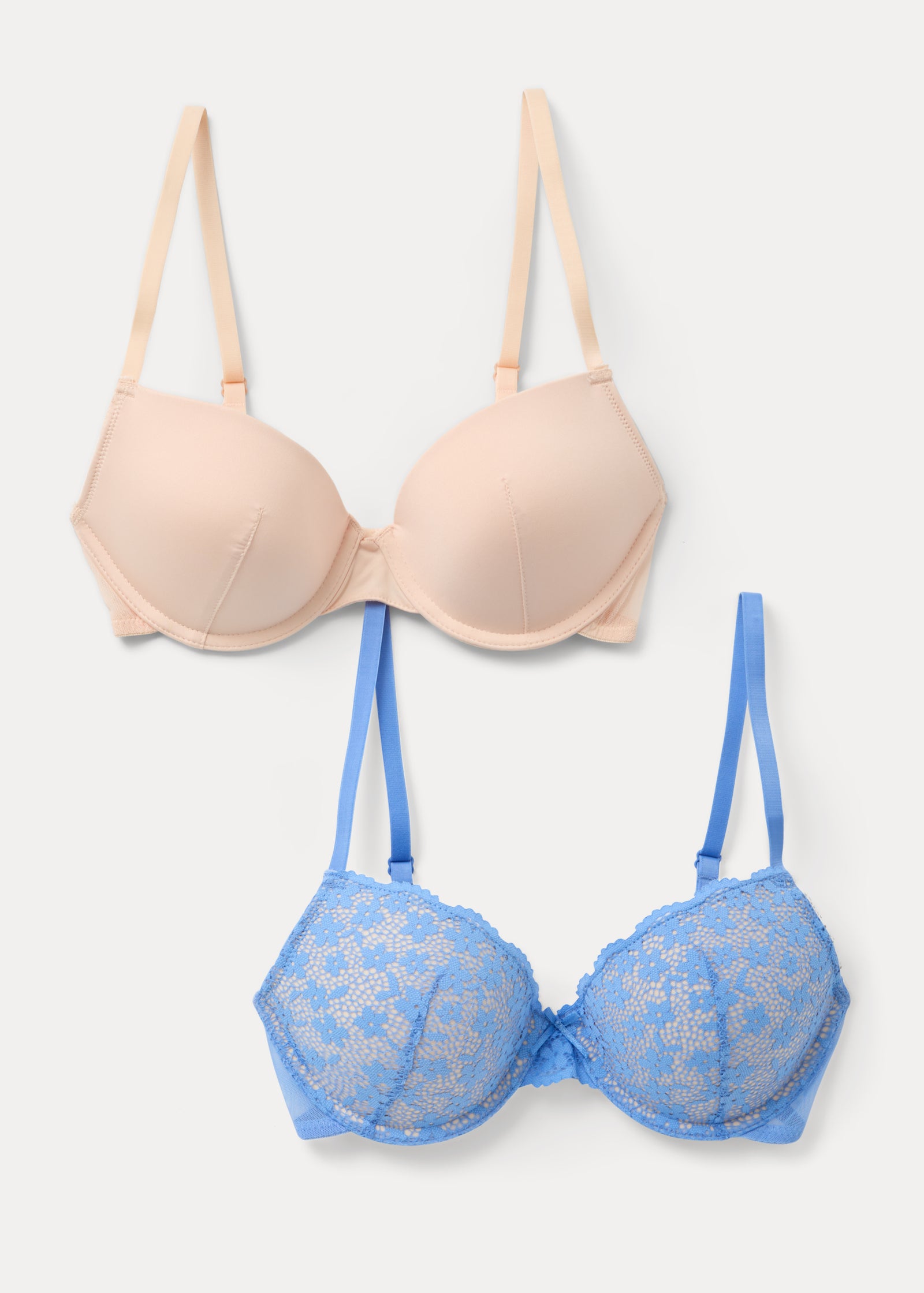 Buy 2 Pack Blue Floral Print Lace Plunge Bras Online in UAE from Matalan