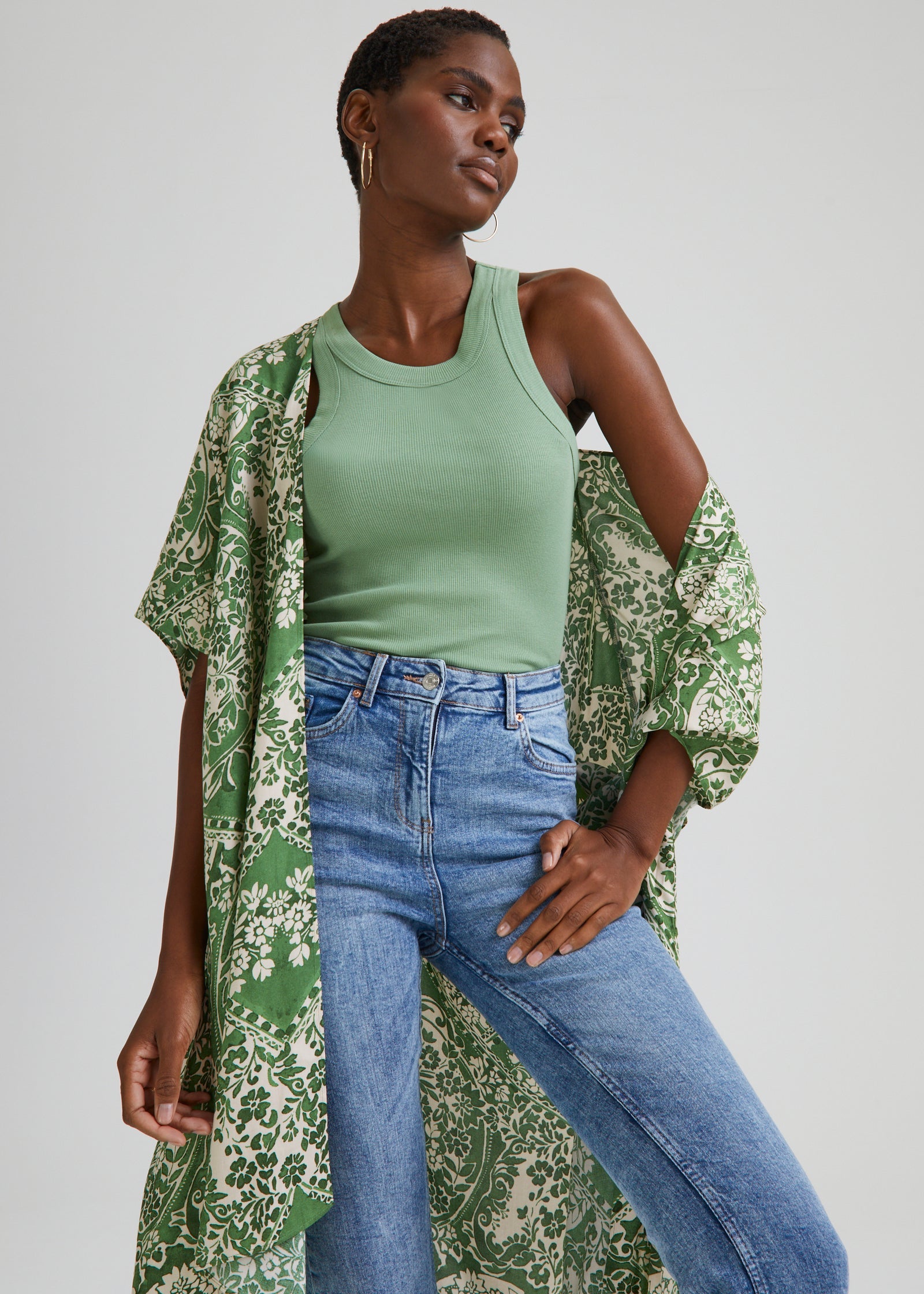 Buy Green Scarf Print Kimono Online in Jordan from Matalan