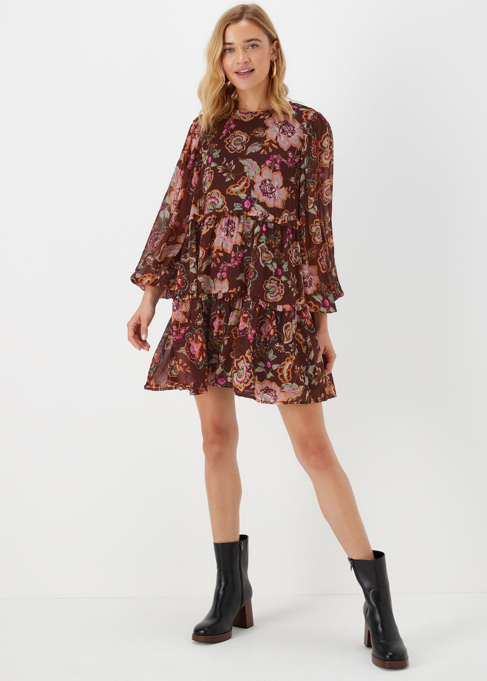 Buy Brown Floral Chiffon Mini Dress Online in Jordan from Matalan