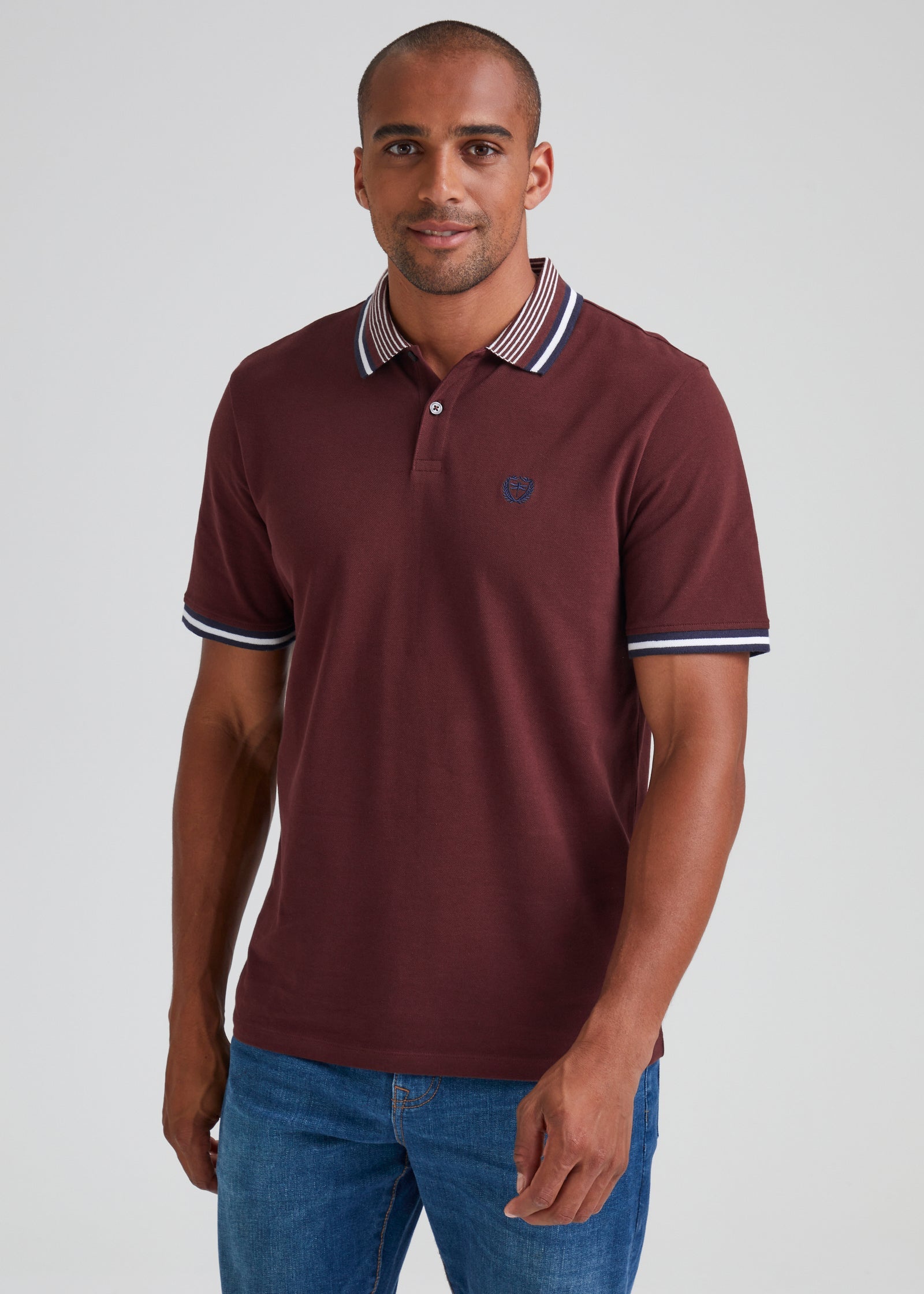 Buy Tipped Polo Shirt - Marron Online in UAE - bfab