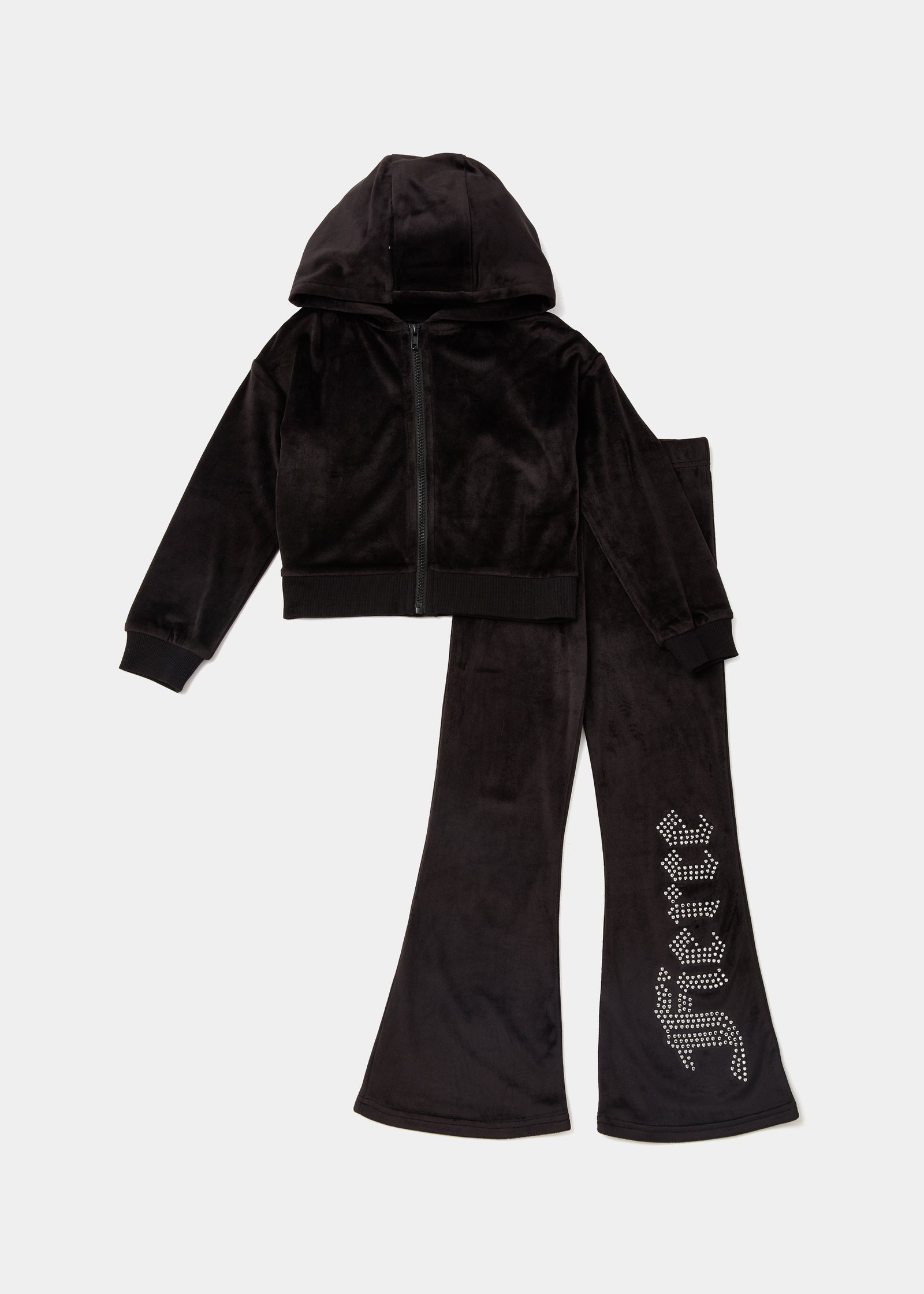 Buy Girls Black Fierce Embroidered Velour Tracksuit (4-13yrs) Online in ...