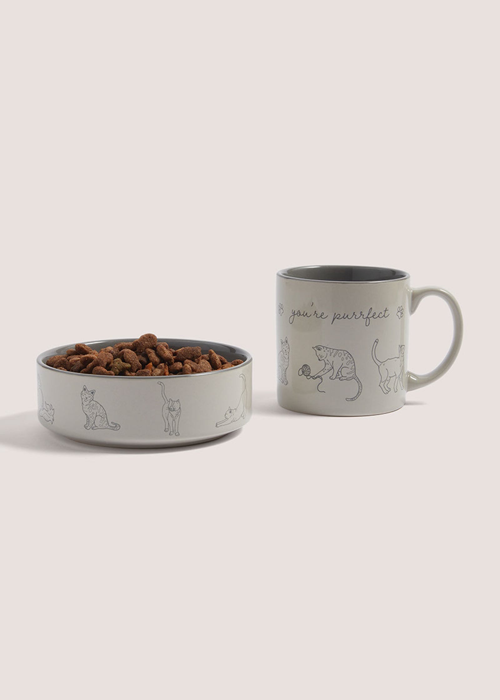 Buy Grey Cat Mug & Bowl Set (31cm x 16cm x 9cm) Online in UAE from Matalan