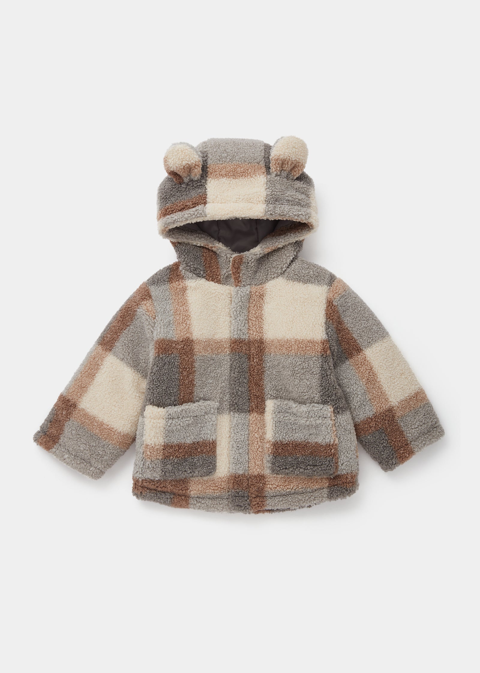 Buy Boys Cream Check Teddy Fleece Jacket (9mths-6yrs) Online in Oman ...