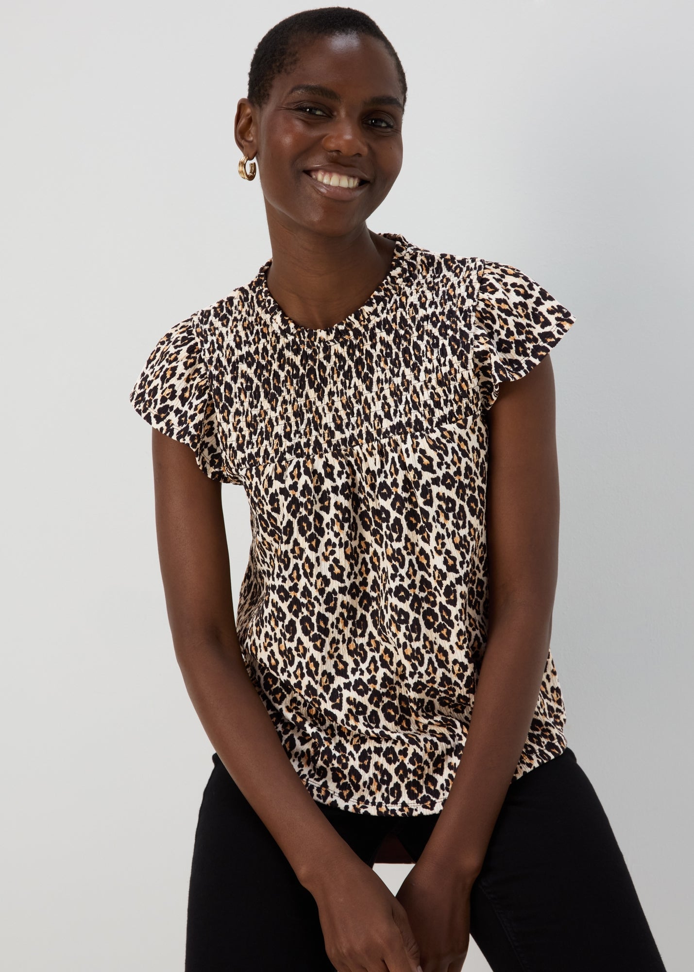 Buy Leopard Print Shirred Top Online in UAE from Matalan