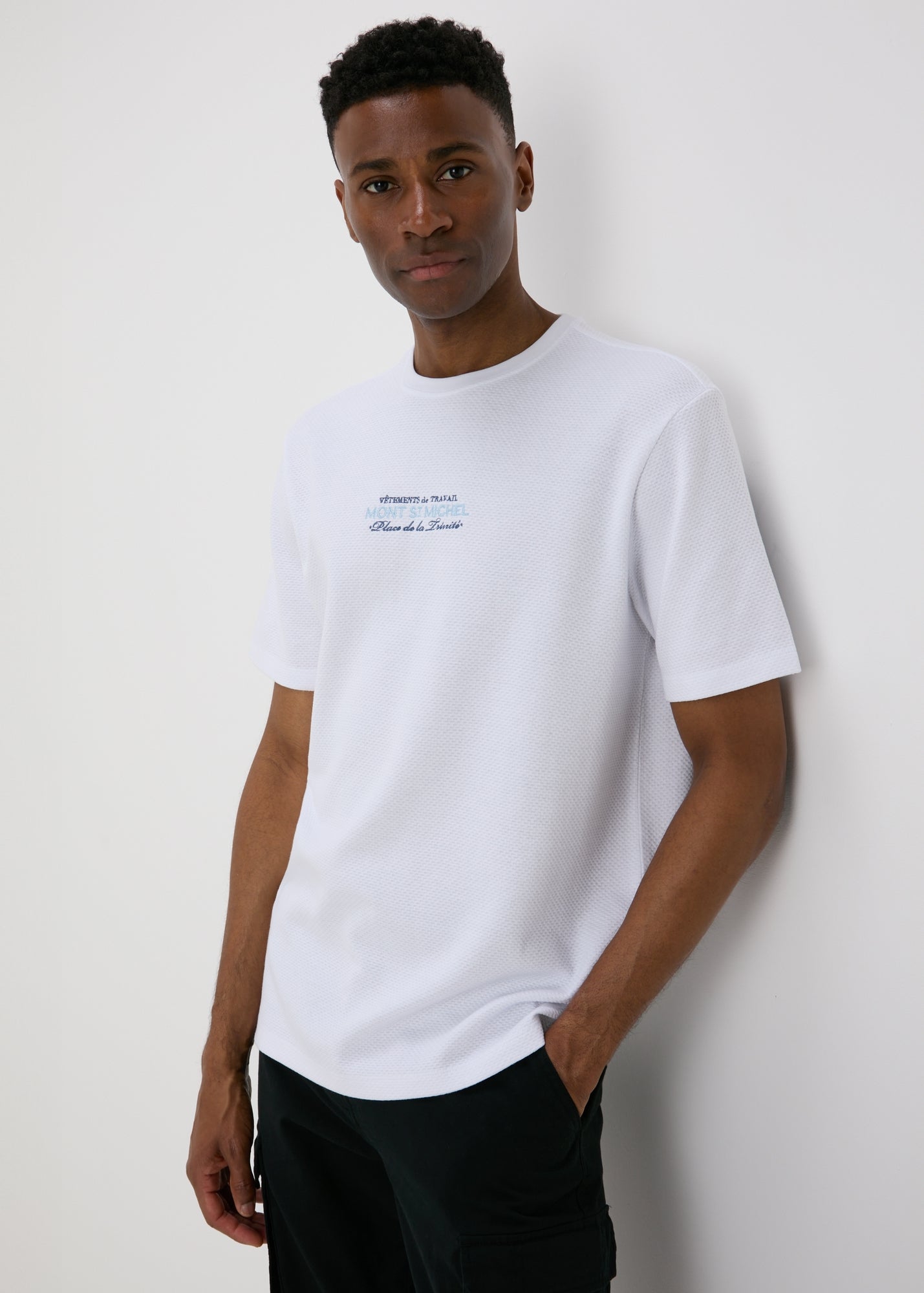 Buy Embroidered Textured T-Shirt Online in Jordan from Matalan