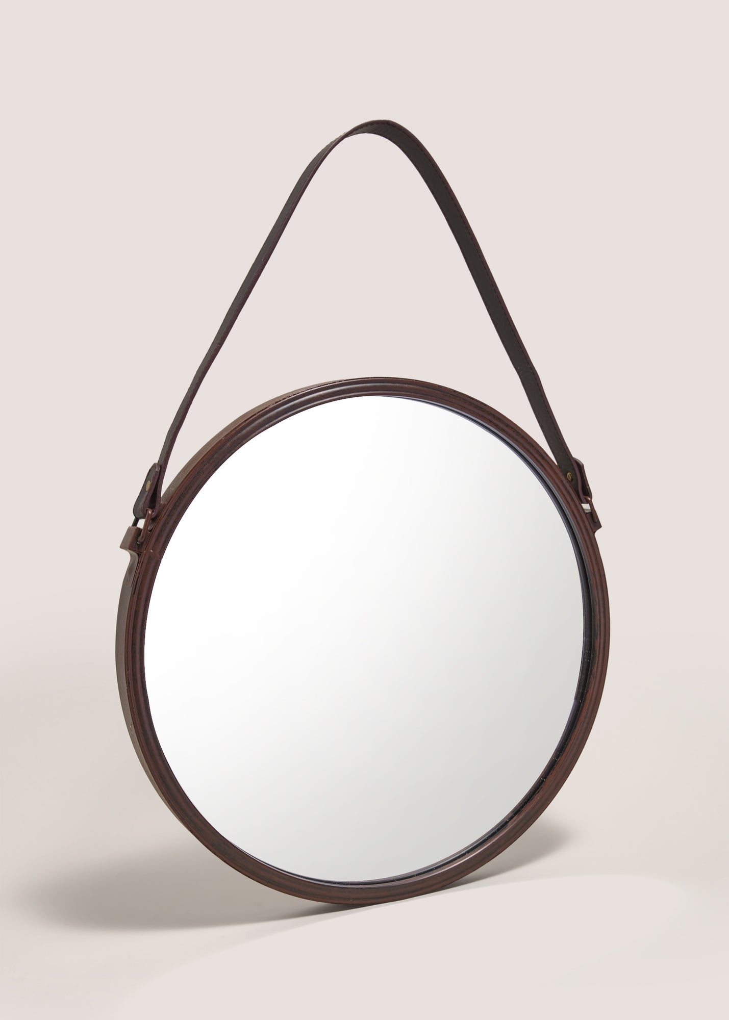 Buy Leather Urban Circle Mirror (41cm x 41cm x 61cm)-Brown Online in ...