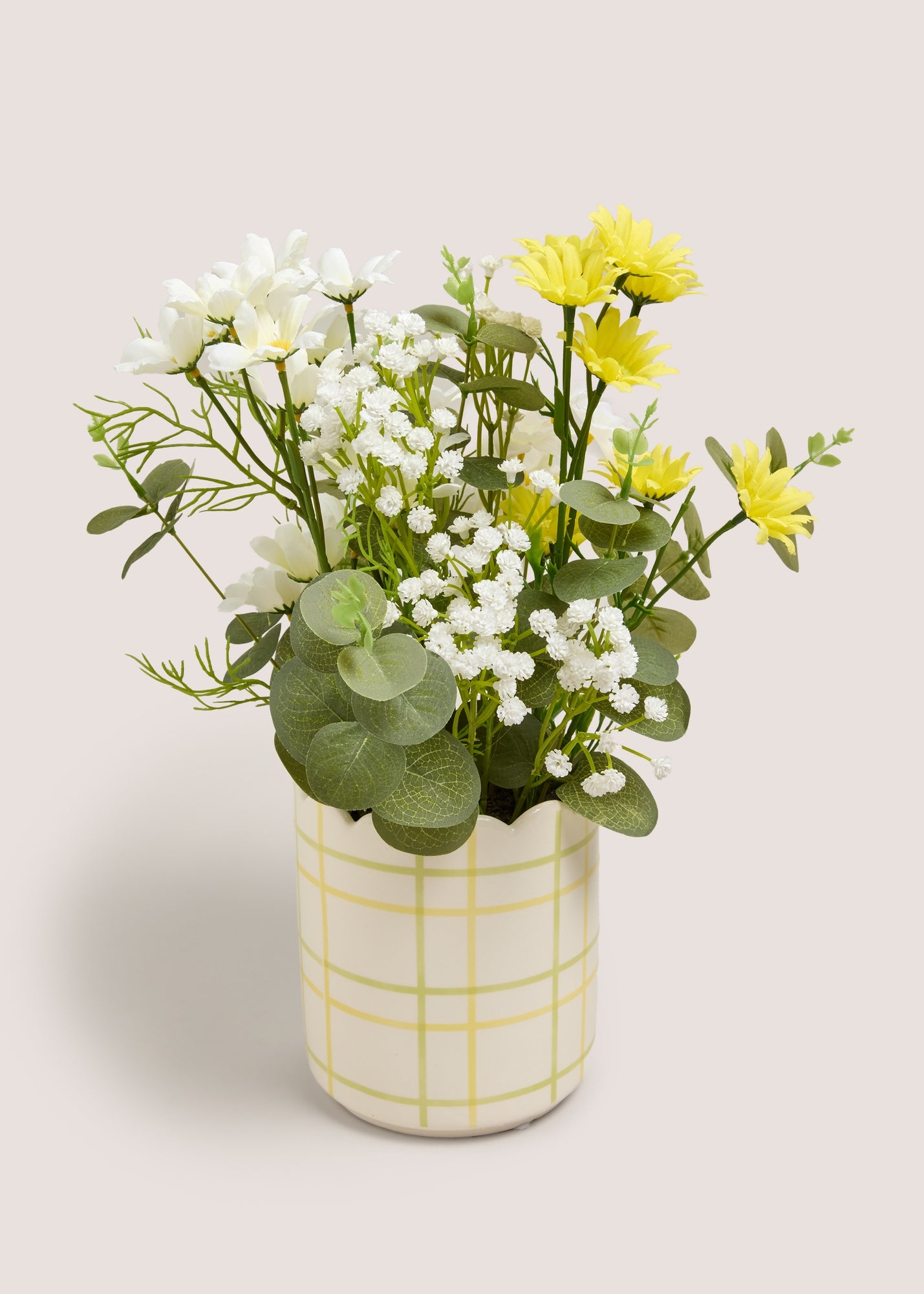 Buy Flowers In A Ceramic Pot-Yellow Online in Qatar from Matalan