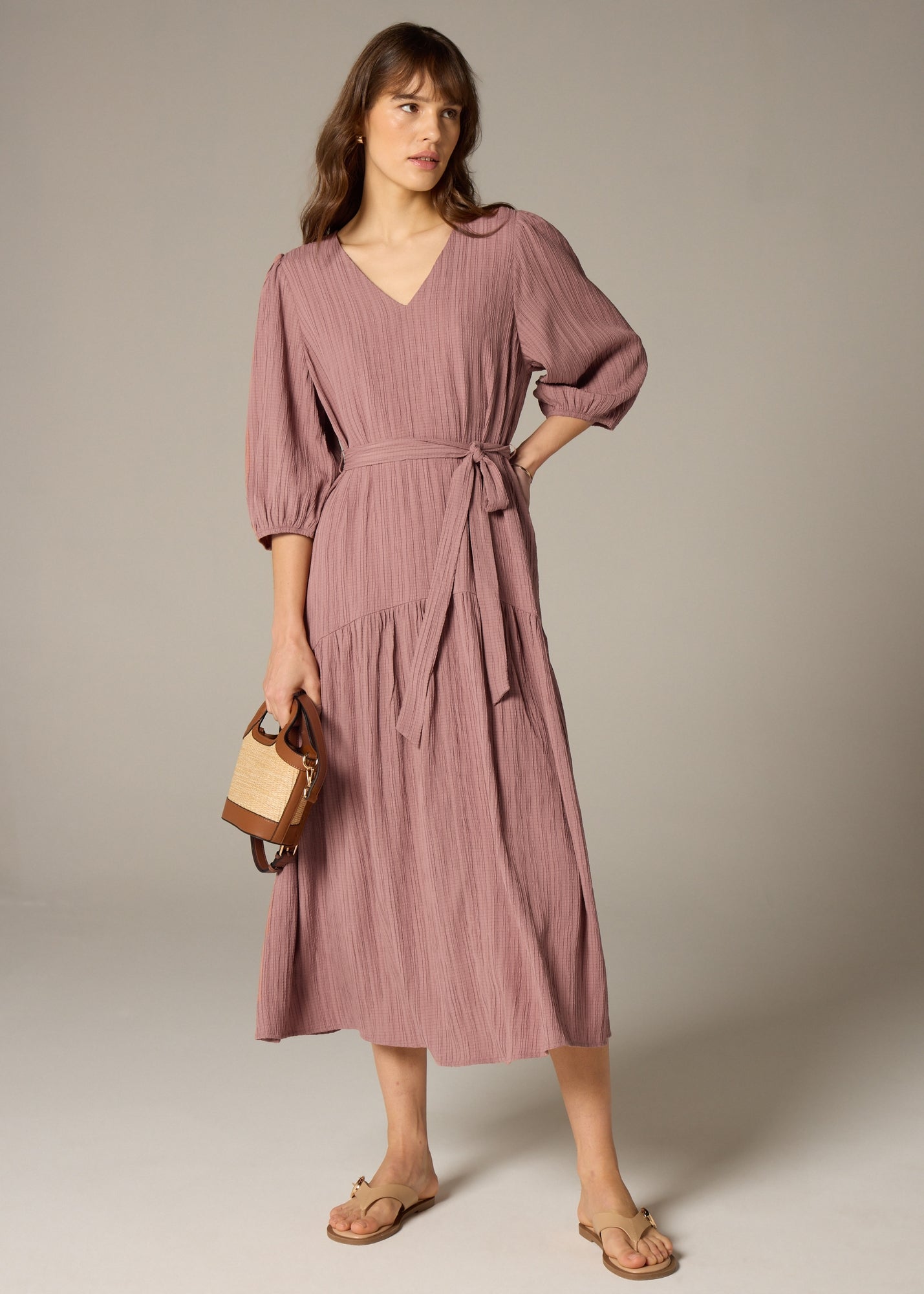 Buy Et Vous TextuV-Neck Midi Dress Online in Bahrain from Matalan