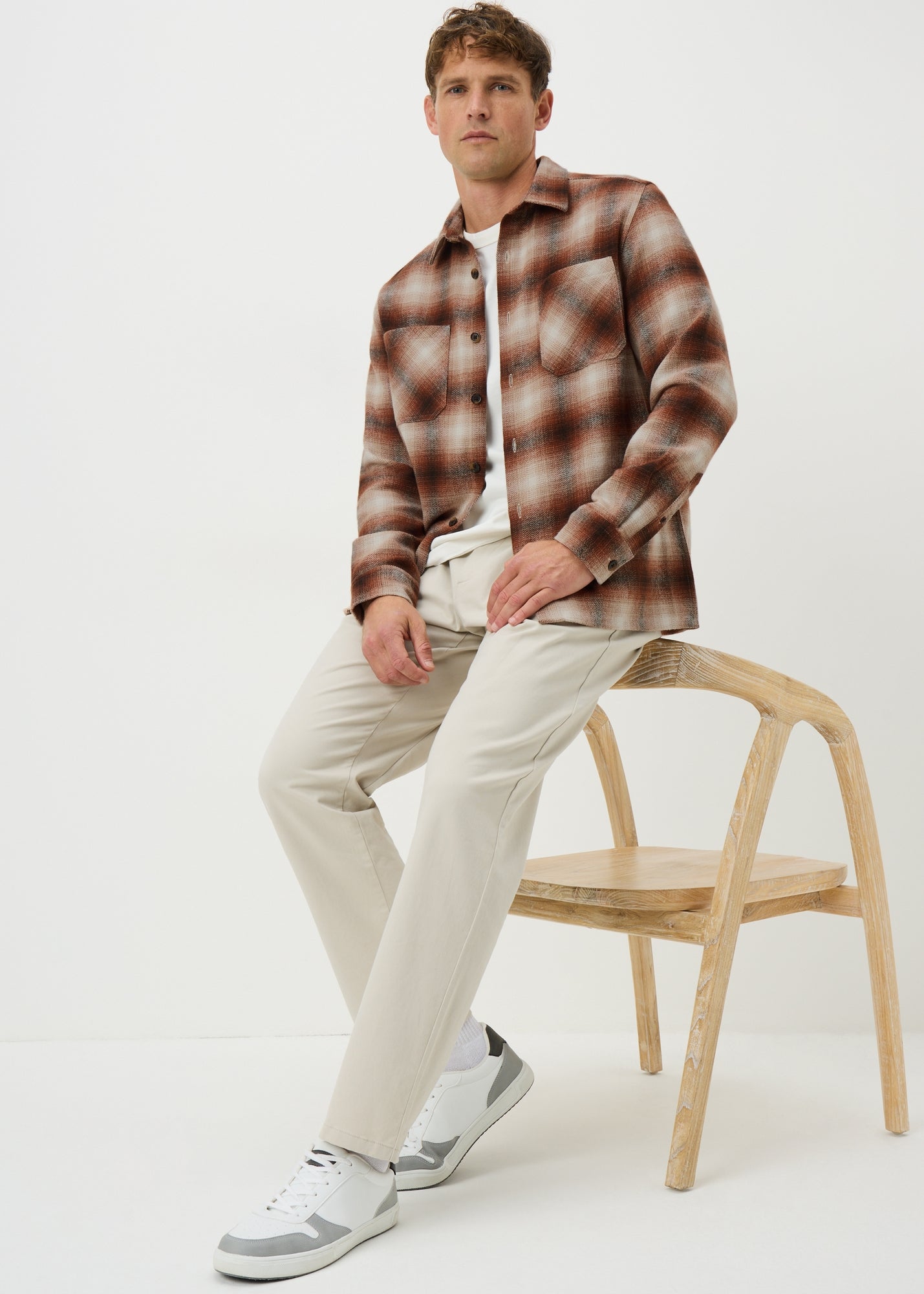 Buy Rust Brushed Check Overshirt Online in Qatar from Matalan