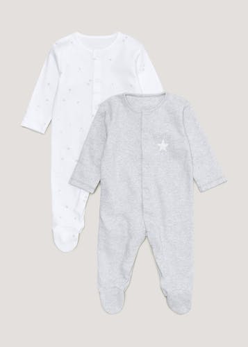 Buy Baby 2 Pack Grey Star Sleepsuit (Newborn-23mths) Online in UAE from ...