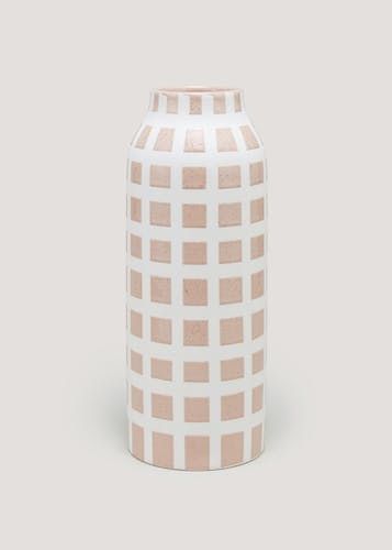 Buy Pink & Cream Check Embossed Vase (30cm x 11cm) Online in Oman from ...