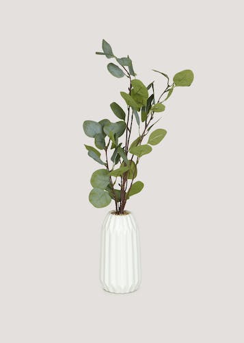 Buy Leafy Plant in White Ribbed Pot (58cm x 9.5cm) Online in Oman from ...