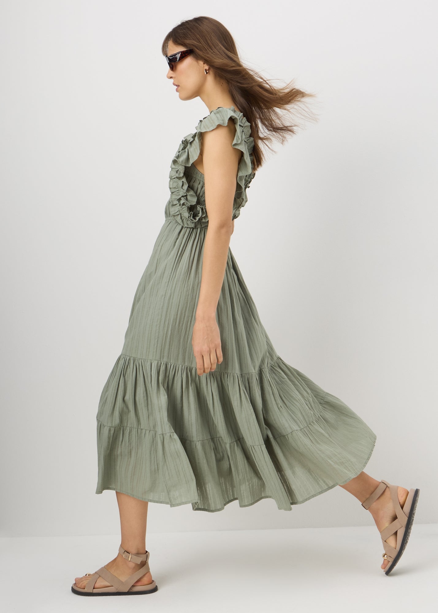 Buy Frill Shirred Midi Dress Online in Jordan from Matalan