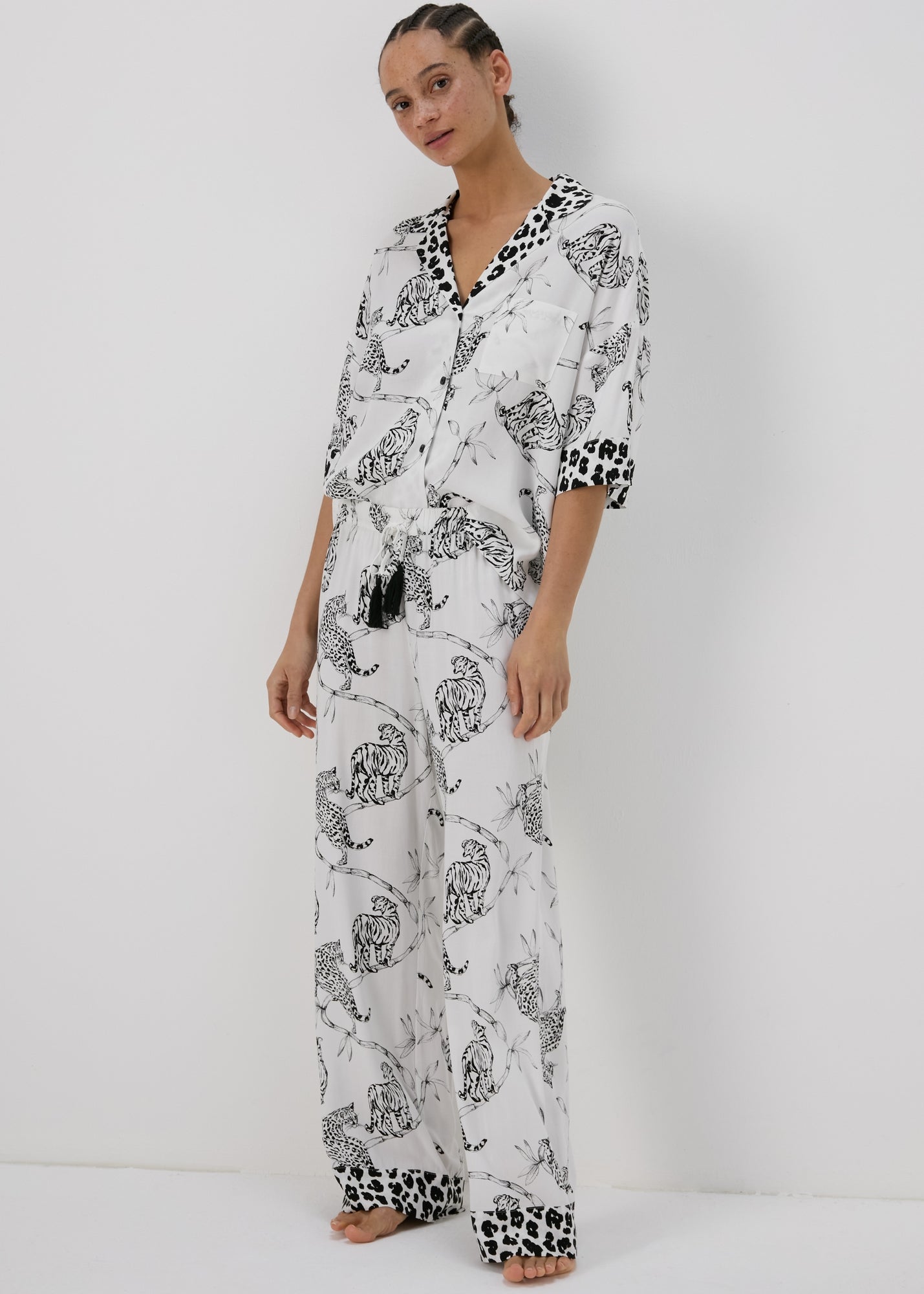 Buy Animal Print Wide Leg Viscose Pyjama Bottoms Online in UAE - bfab